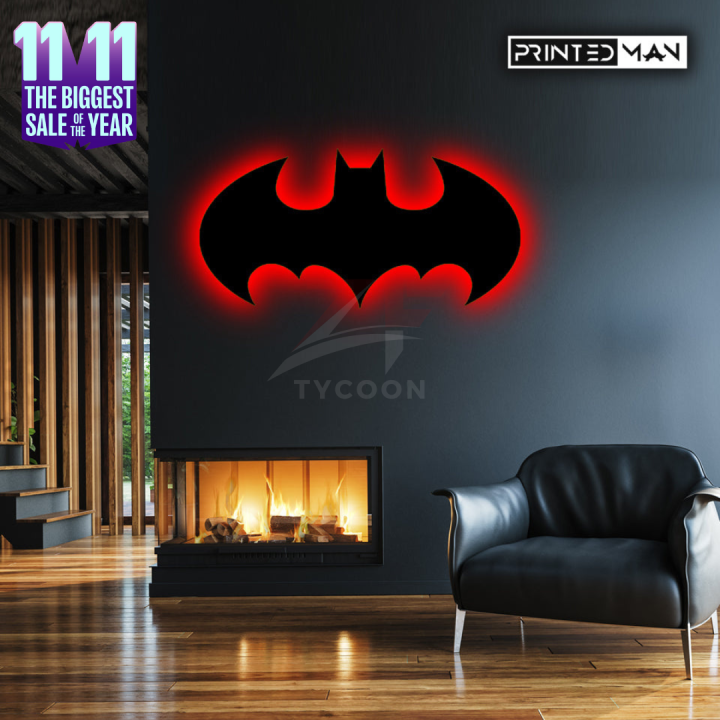 ZF Wooden Batman LED Wall Lamp, Comic Lover, Bat Cave, Night Lamp, for ...