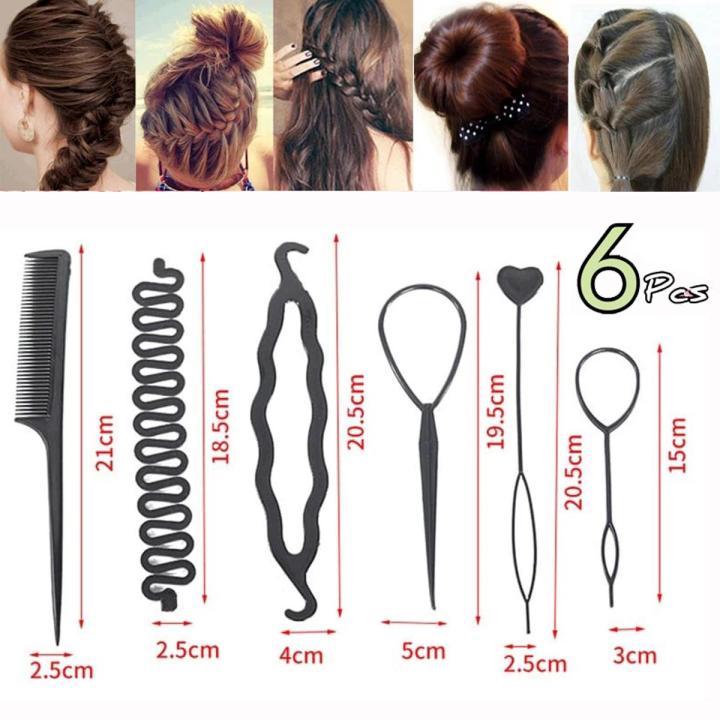 06 Pcs Hair Braiding Tool Hair Styling Tool (Include hair band, Tail ...
