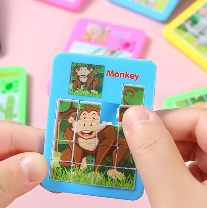 2 / 4 / 6 - Pcs Set - Cartoon Animal Pattern Sliding Puzzle Toys For ...