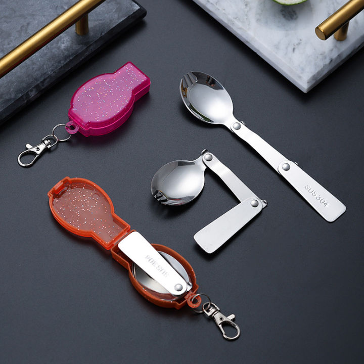 304 Stainless Steel Folding Spoon Outdoor Portable Three Fold Spoon ...