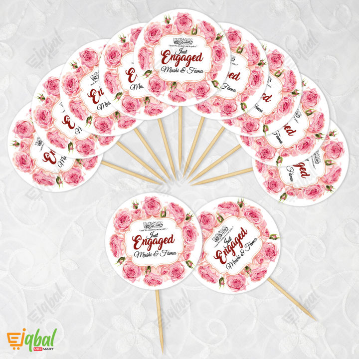 Customized Engaged Mithai Cupcake Toppers Pack of 10 Toppers for ...