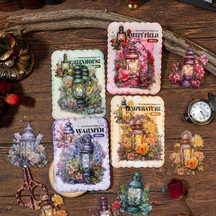 RHS Online 10PCS Warm Kerosene Lamp Series Retro Gothic PET Stickers ...