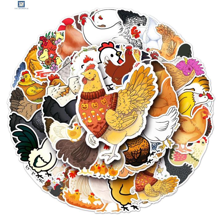 Childrenworld Chicken Stickers 50pcs Cute Cartoon Chicken Waterproof ...