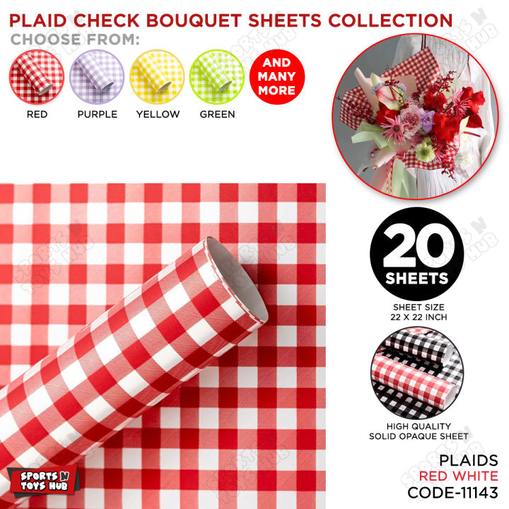 Flower Bouquet Plaid Checks Design Flower Sheet Collection, Wrapping ...