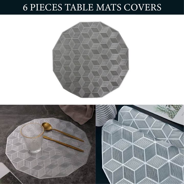 6PCs Non-Slip Heat Resistant PVC Placemats - Washable & Durable Table ...