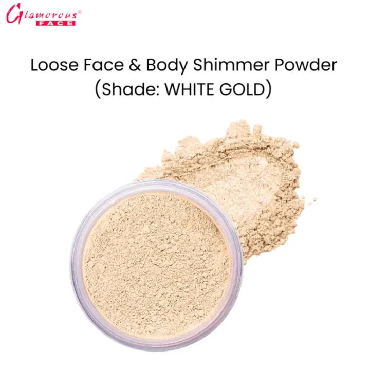 Glamorous Face Loose Face & Body Shimmer Powder (Shade: 10 White Gold ...