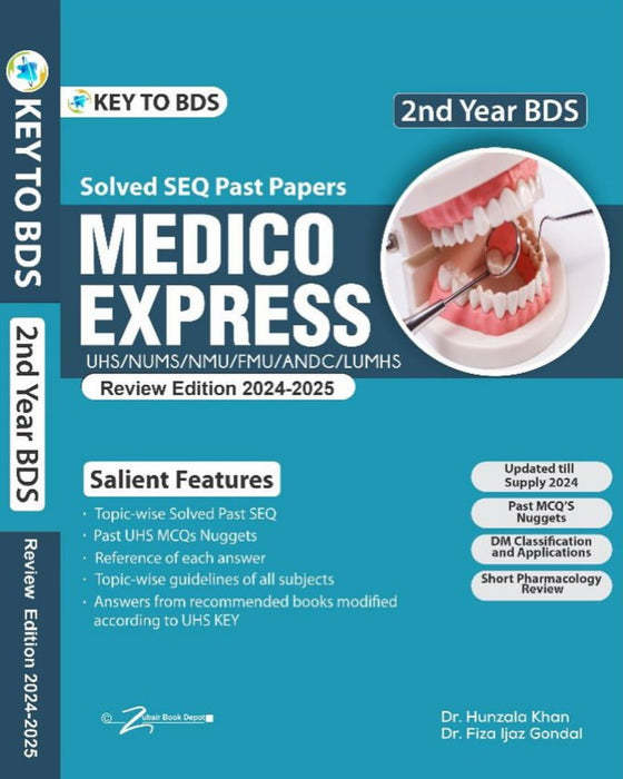 Key To BDS 2nd Year Medico Express Solved SEQ Past Papers by Dr Hunzala Khan | Daraz.pk