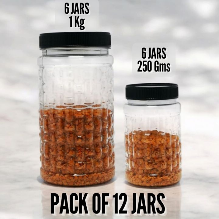 12-Piece Storage Jar Set (6 Jars 1KG + 6 Jars 250GM) Premium Kitchen ...