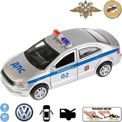 Metal Police Car Toy - Realistic Design, Pull Back Action, LED Lights ...