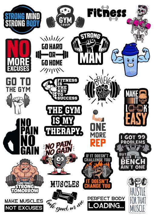 Fitness Stickers GYM Lover Stickers Strong Man Stickers 23 Pieces of ...