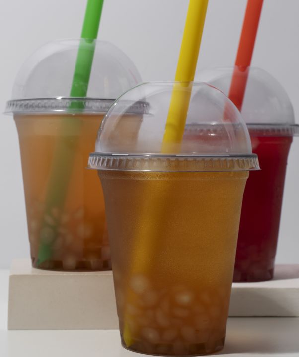 Pack of 12 :: Dome lid Disposable plastic Juice glass 480 ml / 16 oz ...
