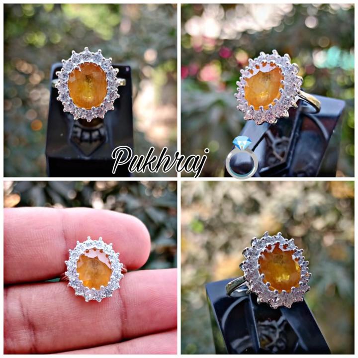 Original Pukhraj In Turkish Rings for Girls/Women 925 Pure Silver ...