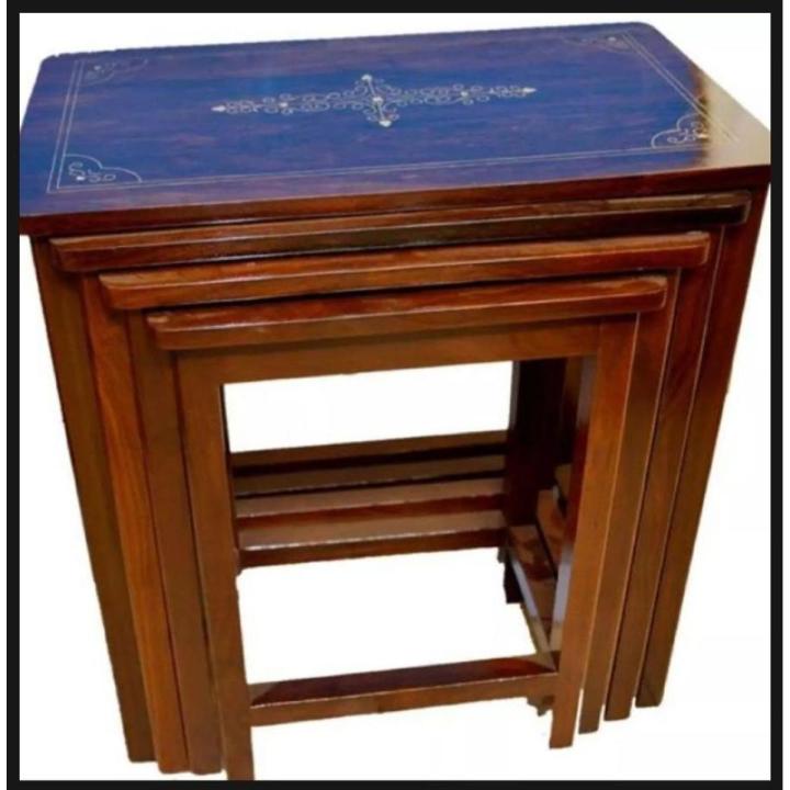 Wooden Tables set Chinyoti Solid Sheesham Wood Nesting Tables (Set of 4 ...