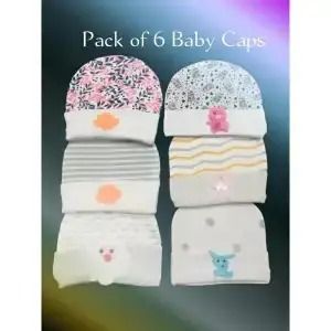 GP Pack of 6 Newborn Baby Caps For Kids (0-3 Months)[RANDOM COLOUR ...