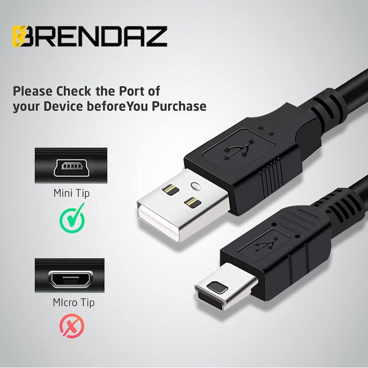 BRENDAZ Mini USB Cable, 3 Metre) Type A Male to Mini B USB Data ...
