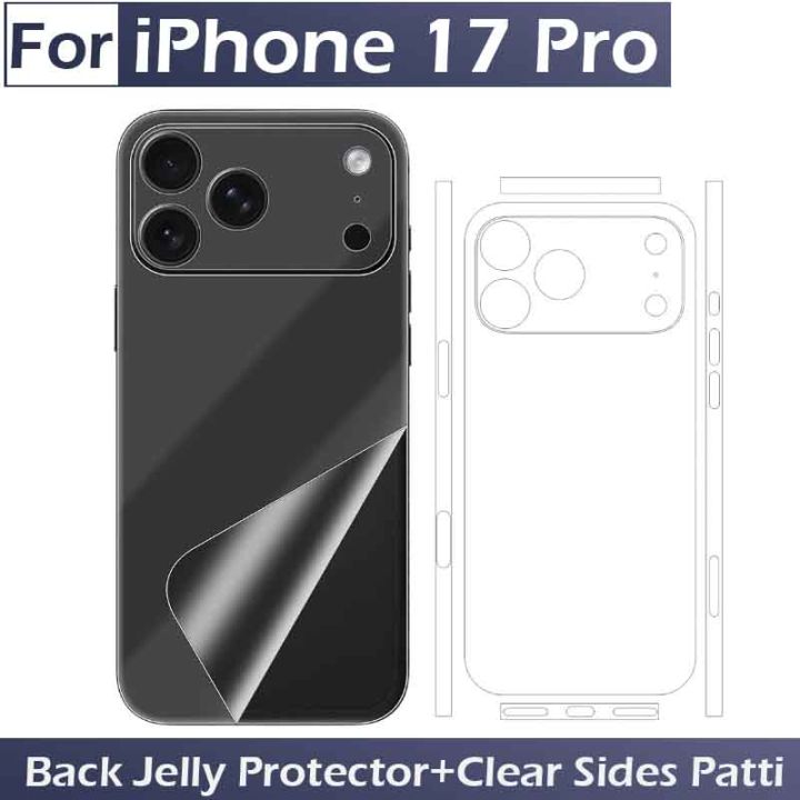 2 in 1 - Apple iPhone 17 Pro Back Jelly Protector Soft TPU Hydrogel ...