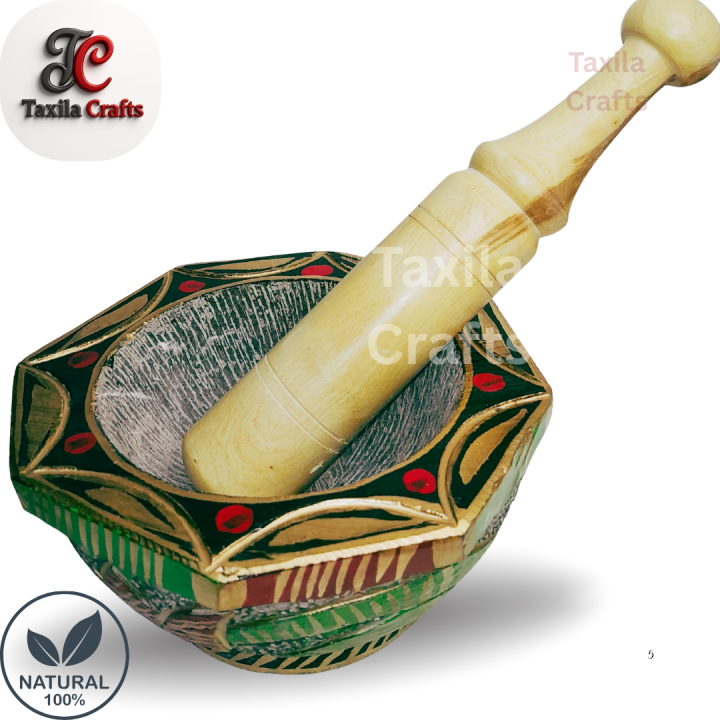 Taxila Crafts 9 Inch Handmade Taxila Hills Black Stone Mortar | 12 Inch ...