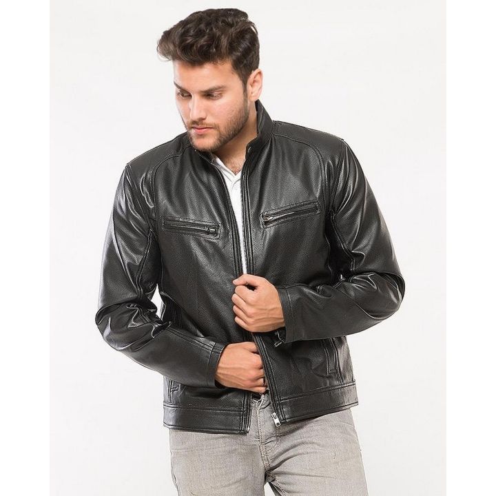 Black Faux Leather Jacket - D35 | Daraz.pk