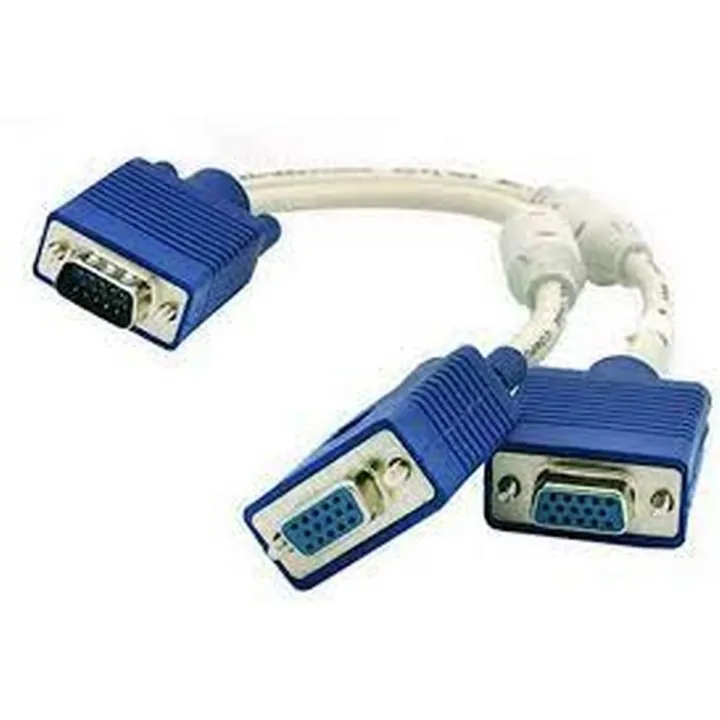 VGA Splitter Cable 1 Computer to Dual 2 Monitor Adapter Y Splitter VGA ...