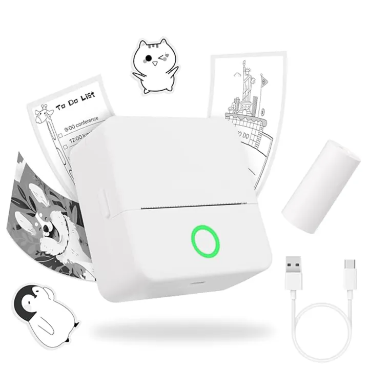 Portable Mini Inkless Printer – Bluetooth Photo Printer with 1080P Dual ...