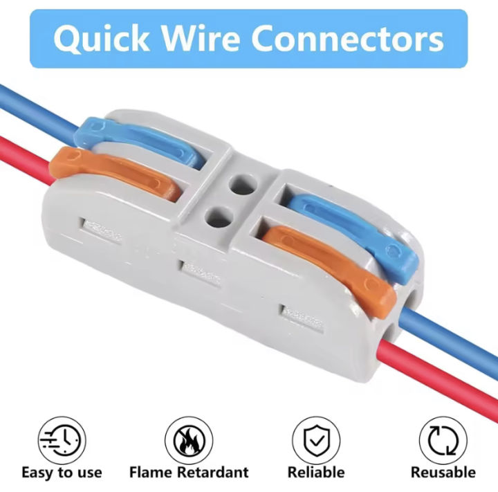 1PC Lever Wire Connectors, 2 in 2 Out Quick Wire Connectors, Electrical ...