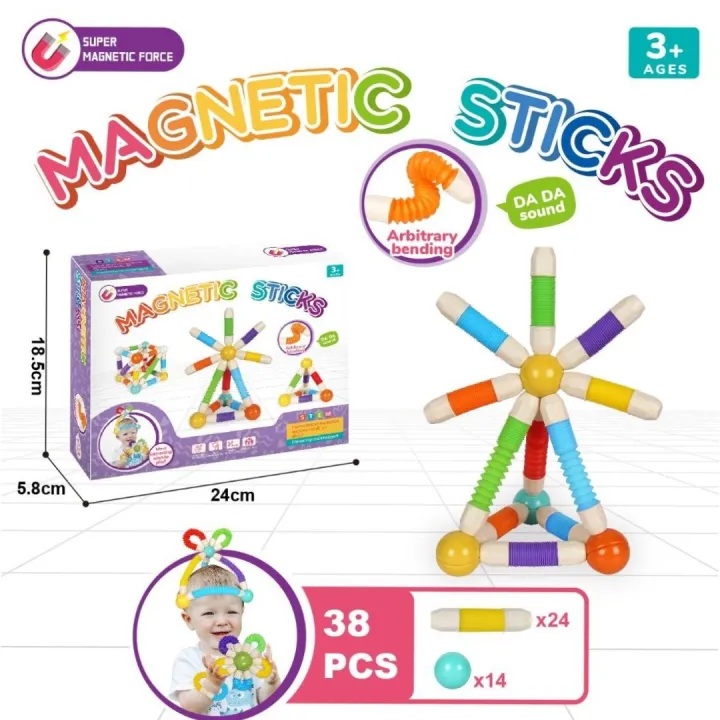 Super Pop Tube Magnetic Building Sticks And Balls 3D Puzzle Educational ...