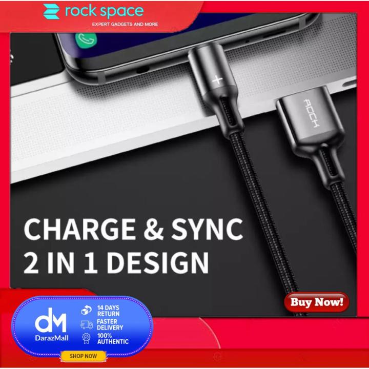 Rock 5A R2 5M Metal Braided Super Charge & Sync Type-C Cable 1M RED ...