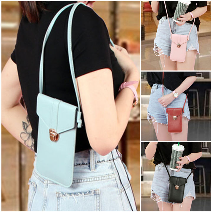 Women PU Shoulder Bag Wallets Touch Screen Cell Phone Purse Pocket ...
