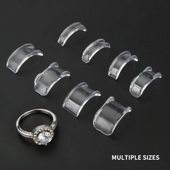 8 Sizes Silicone Invisible Clear Ring Size Adjuster Resizer Loose Rings ...