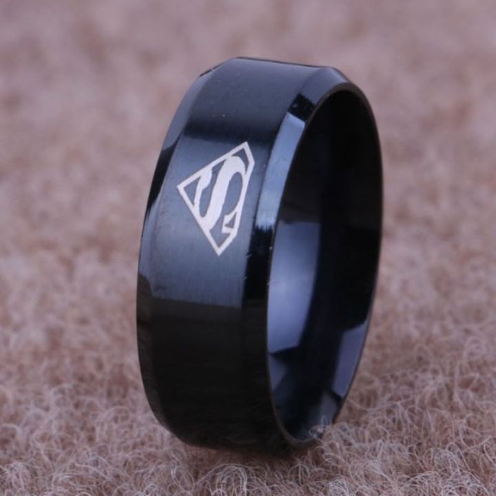 Titanium Stainless Steel Superman Superhero Band Black Ring | Daraz.pk