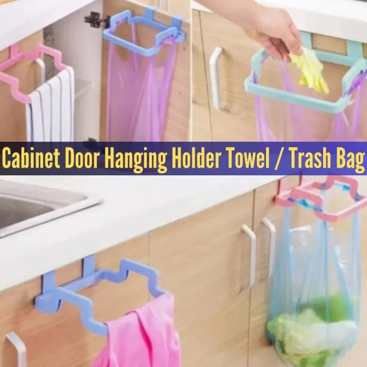 Kitchen Cabinet Door Garbage Trash Bag Plastic Bracket Towel Hanging ...
