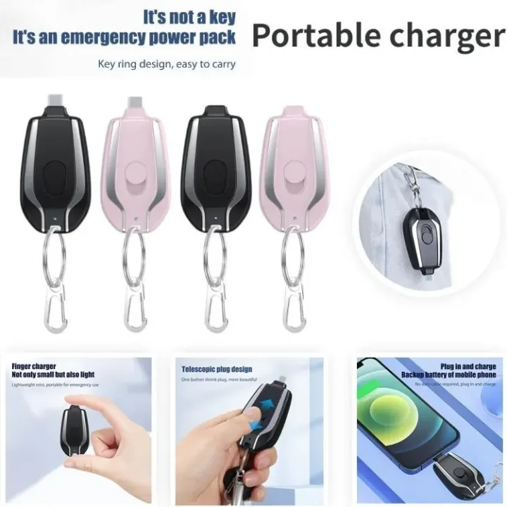 Iphone Keychain Phone Charger Emergency Power Banks Retractable Plug ...
