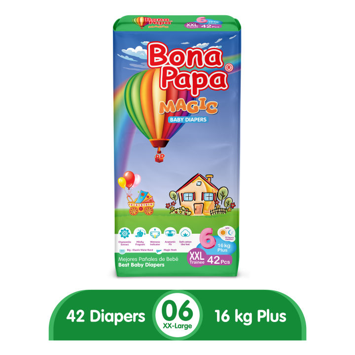 Bona Papa Magic Diapers - New Jumbo Pack - XXL Size 6 - 42 Pcs | Daraz.pk