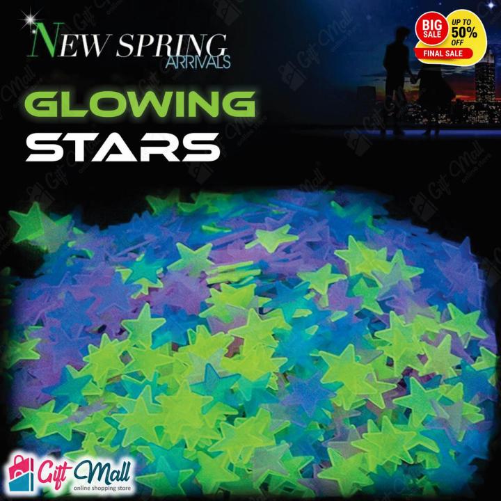 Luminous Fluorescent 3D Stars Glow In The Dark for Home Décor – GIFT ...