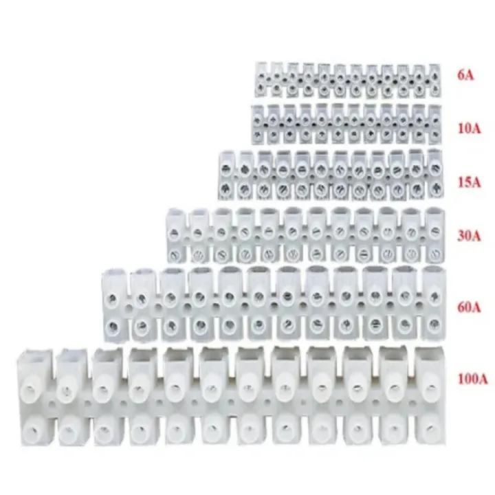12-Way Wire Connector Strip - Brass Terminal, Plastic Body, 6A/10A/15A ...