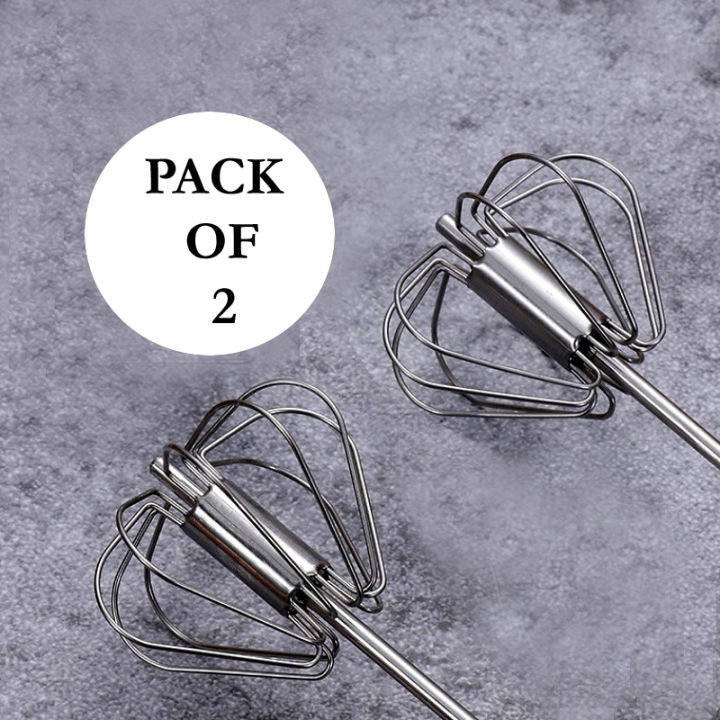 Pack Of 2 Stainless Steel Hand Pressure Rotating Semi-Automatic Mixer ...