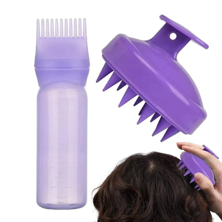 2 in 1 Root Comb Applicator Bottle and Scalp Massager Shampoo Brush ...
