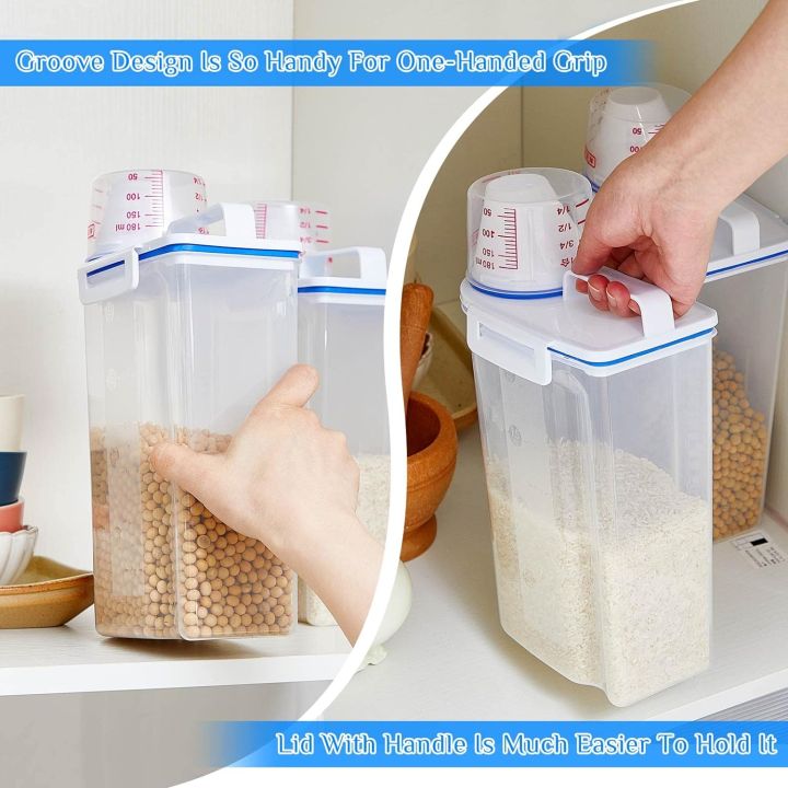 cereal storage container with spout and measuring cup, small portable ...