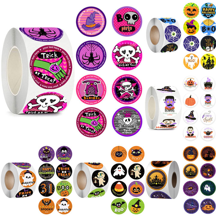 500pcs Halloween Pumpkin Sticker Candy Cookie Bag Sealing Label Happy ...