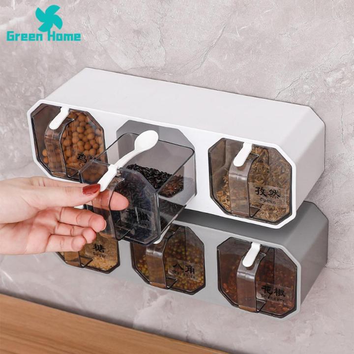 Green Home Condiment Containers Set Wall-mounted Restaurant Pepper ...