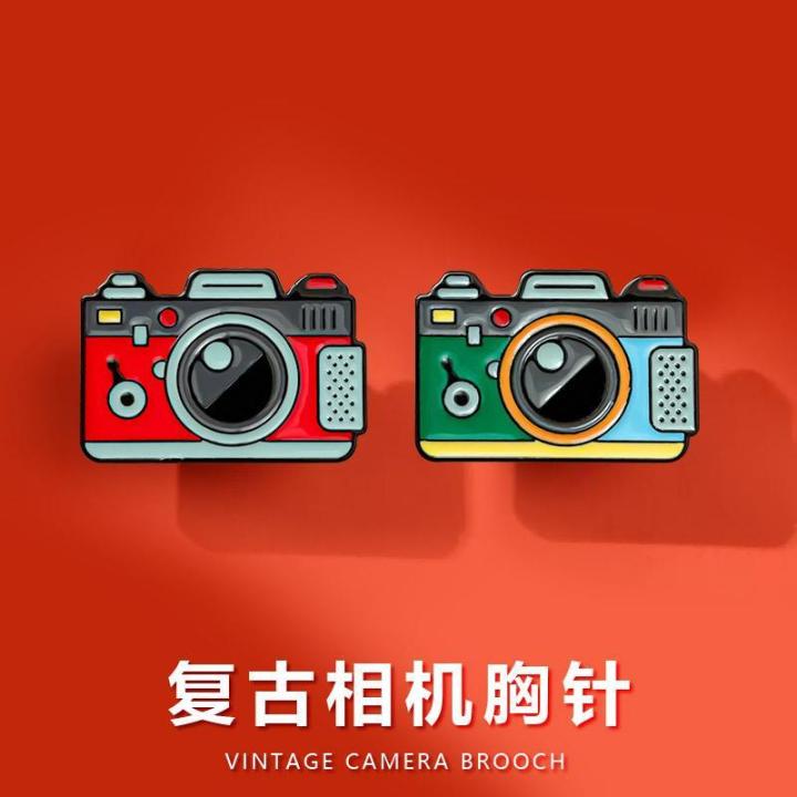 【Qian poem li Store】Cartoon Camera Brooch Vintage Drop Metal Badge for ...