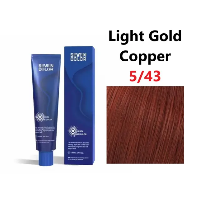 SEVEN COLOR Professional Hair Color Tube – 5/43 Light Gold Copper Color ...