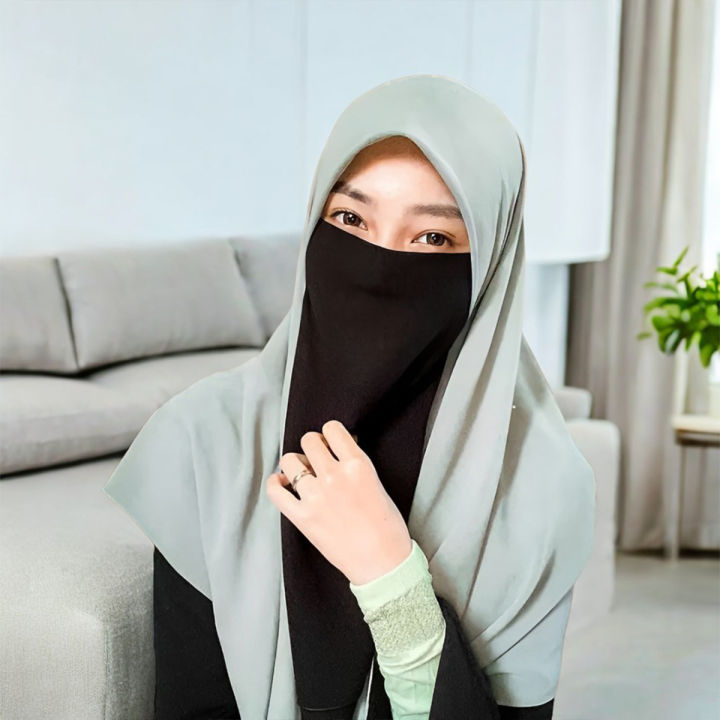 Chiffon Georgette Niqab Patti for Girls – Saudi Style Half Niqab, Single Layer, Hijab Headwear ...