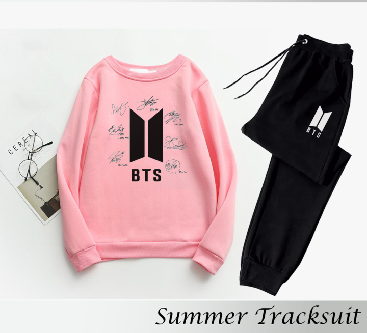 SIGN BTS Printed Tracksuit Cotton & Jersey Fabric Sweat Shirt & Trouser ...