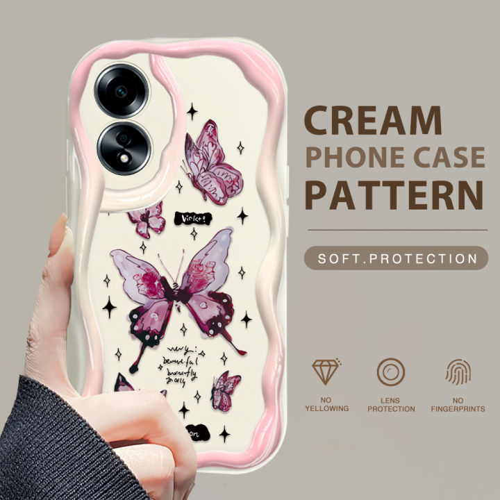 YYDS for OPPO A58 4G Back Cover Cartoon Butterfly Case Cream Texture ...
