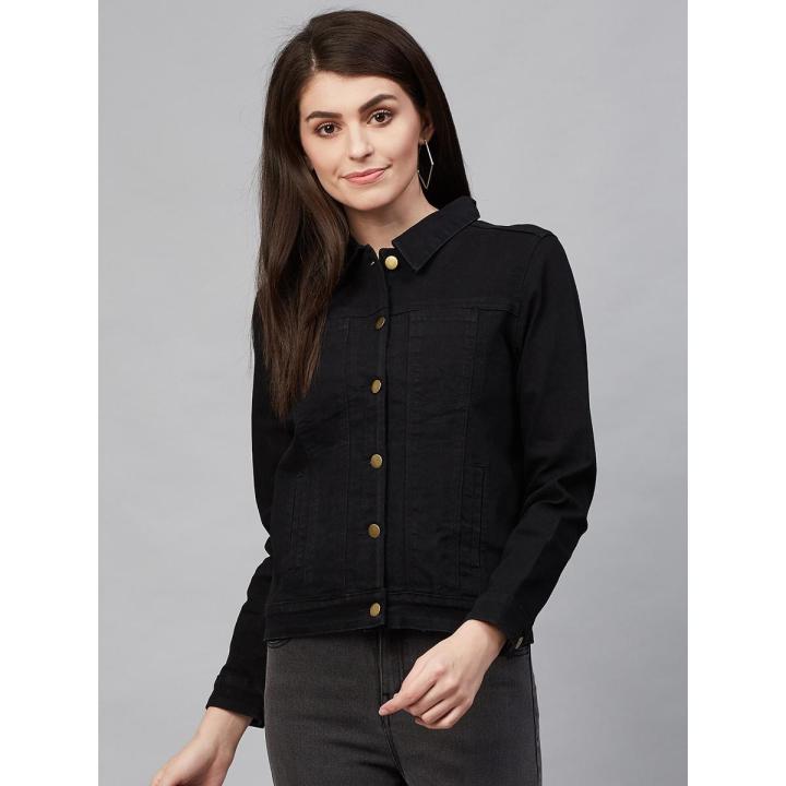 ETERNAL ZHEIA Women Black Solid Denim Jacket | Daraz.pk