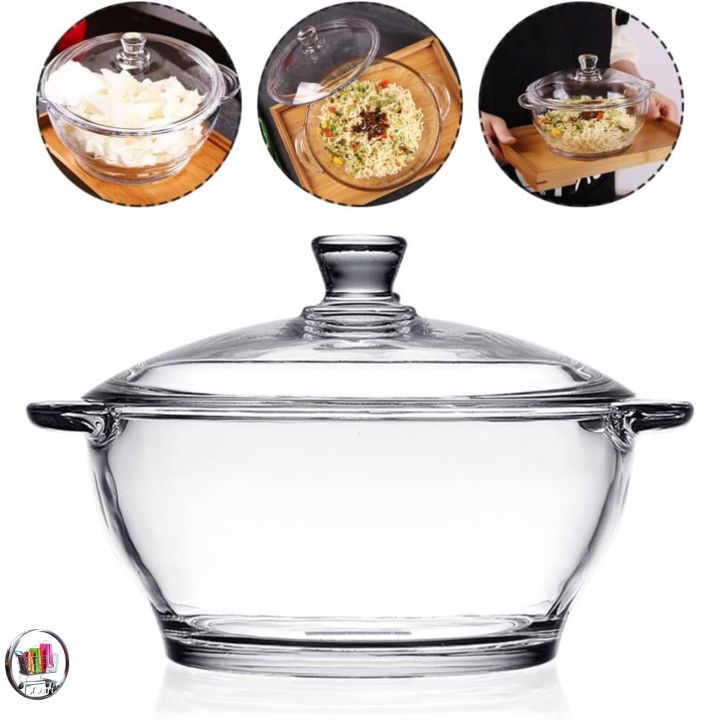 1L Glass Cooking Bowl with Lid – Perfect for Baking, Serving, and ...