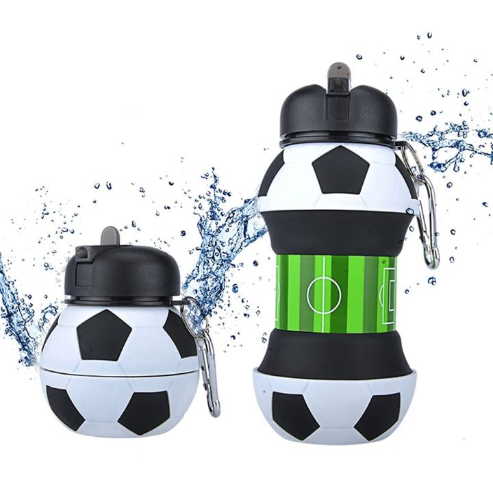 Soccer Football Silicone Collapsible Water Bottle, Creative Folding ...