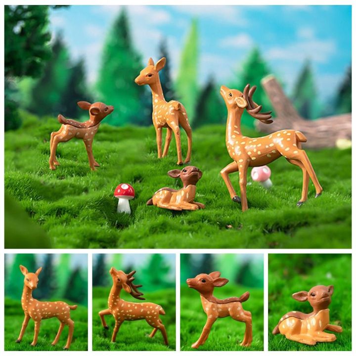 Art Statue Mini Deer Miniature Statue Plastic Crafts Realistic Sika ...