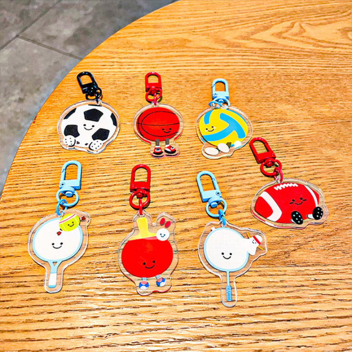 Acrylic Table Tennis Racket Football Field Keychain Double-sided Mini ...